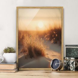 Bild mit Rahmen Zarte Gr&auml;ser im Sonnenaufgang II