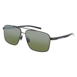 Porsche Design P8944 | Unisex-Sonnenbrille | Fassung: Vollrand, Quadratisch, Metall, Grau Dunkel | Glasfarbe: Grün Spiegel Blau