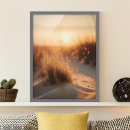 Bild mit Rahmen Zarte Gr&auml;ser im Sonnenaufgang II