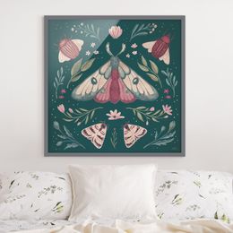 Bild mit Rahmen Motten mit Blumen
