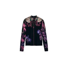 Desigual Mirror flowers T-shirt Damen Gr&ouml;&szlig;e L greige / flieder / dunkellila / schwarz