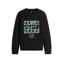Tommy Jeans Pullover Herren Gr&ouml;&szlig;e M mint / schwarz / wei&szlig;