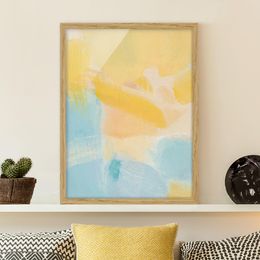 Bild mit Rahmen Fr&uuml;hlingskomposition in Gelb und Blau