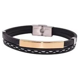 Lederarmband Firetti "Schmuck Geschenk Armschmuck ID-Armband- Optik", gelb (gelbgoldfarben, edelstahlfarben, schwarz, wei&szlig;), Armb&auml;nder, Herren, 20cm, Baumwolle Edelstahl Leder, Baumwolle, Edelstahl, Leder, Lederarmband, Made in Germany
