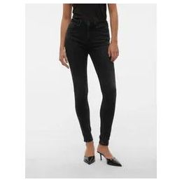 V&eacute;ro Moda Skinny-fit-Jeans VERO MODA "VMFLASH MR SKINNY JEANS LI111 NOOS", Damen, Gr. XS (34), L&auml;nge 34, schwarz (schwarz denim), Denim/Jeans, Obermaterial: 65% Baumwolle, 18% Polyester, 8% Viskose, 7% Elastomultiester, 2% Elasthan, unifarben, skinny fit lang, Jeans, Baumwollmischung mit Stretch, regular waist, skinny fit