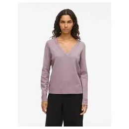 V-Ausschnitt-Pullover Vila "VINIKOLINA V-NECK L/S KNIT TOP - NOOS", Damen, Gr. S, toadstool detail:melange, Strick, Obermaterial: 97% Polyester, 3% Elasthan, meliert, regular fit h&uuml;ftlang, V-Ausschnitt, Rippb&uuml;ndchen, Pullover