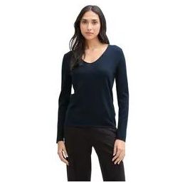 V-Ausschnitt-Pullover Tom Tailor, Damen, Gr. S (36), blau (sky captain blau), Strick, Obermaterial: 60% Baumwolle, 40% Viskose, unifarben, regular fit normal, V-Ausschnitt, Pullover, mit V-Ausschnitt