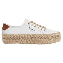 Pepe Jeans f&uuml;r Damen. PLS10412 Kyle Classic Turnschuhe wei&szlig; (37), Stoff, Wohnung, Schn&uuml;rsenkel, L&auml;ssig, Nachhaltig