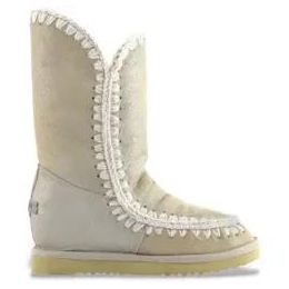 mou f&uuml;r Damen. MU.FW121001B Lederstiefel Eskimo Innenkeil hoch gold, beige (36), 3 bis 5 cm, Keine, L&auml;ssig