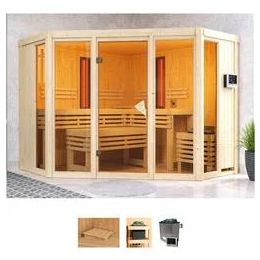 Sauna Karibu "Adele", beige (naturbelassen), Saunaofen, externe Steuerung, 9 kW, Saunen, Ofen 9 KW externe Strg easy