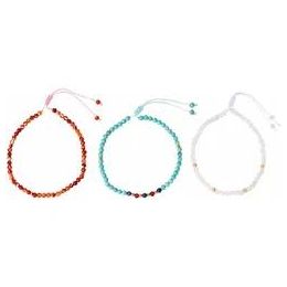 Fu&szlig;ketten Set Firetti "Schmuck Geschenk K&ouml;rperschmuck Edelsteine", bunt (gelbgoldfarben, rosa, t&uuml;rkis, wei&szlig;, wei&szlig;, t&uuml;rkis, schwarz, rot, blau, rostorange, wei&szlig;, t&uuml;rkis, schwarz, rot, blau, rostorange), Fu&szlig;ketten, Damen, Baumwolle Messing, Baumwolle, Messing, mit Jade, T&uuml;rkis (behandelt), Achat, Karneol