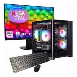 GAMEMAX PC-Komplettsystem "MegaDeal Infinity Mini BK 2615 Ryzen 5 5500 RTX 5050 32GB DDR4 1TB SSD", Energieeffizienz: E (A-G), schwarz, Microsoft Windows 11 Home (64 Bit), 32 GB RAM 1.000 GB SSD, Computer_Komplettsysteme, Windows 11 + MSI PRO MP273A Monitor, 69cm (27")
