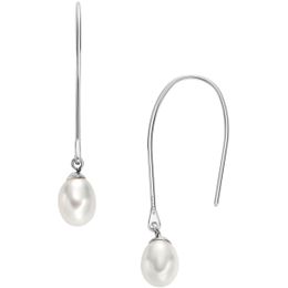 Paar Ohrhaken Skagen "Schmuck Geschenk Edelstahl Ohrringe AGNETHE PEARL", silber (edelstahlfarben, weiß), Ohrringe, Damen, Edelstahl Perlen, Edelstahl, Perlen, mit Süßwasserzuchtperle