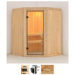 Sauna Karibu "Nanna", beige (naturbelassen), Saunaofen, integrierte Steuerung, 3,6 kW, Saunen, Ofen 3,6 kW intgr. Strg