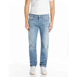 Straight-Jeans Replay "GROVER", Herren, Gr. 36, L&auml;nge 32, blau (light blau 926), Denim/Jeans, Obermaterial: 98% Baumwolle, 2% Elasthan, straight fit lang, Jeans Straight-Jeans, in vielen verschiedenen Waschungen, mit Stretch