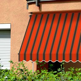 Klemmmarkise / Balkonmarkise JAM 2000 | 1,95x1,20 m | Stoff: Multi, rot-schwarz | Gestell: anthrazit | paramondo Markise ohne Bohren f&uuml;r Balkon
