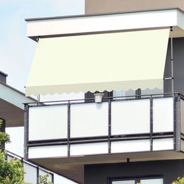 Klemmmarkise / Balkonmarkise JAM 2000 | 3,95x1,20 m | Stoff: Uni, creme-wei&szlig; | Gestell: wei&szlig; | paramondo Markise ohne Bohren f&uuml;r Balkon