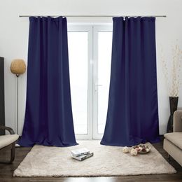 Vorhang mit Kräuselband | verdunkelnd 140 x 235cm, blau | 1er Pack | VICTORIA M