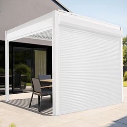 Rollladen für Pergola mit Lamellendach | Kurbel, 3 m, links, weiß | JAROLIFT