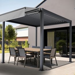 Markise Summer für Pergola mit Lamellendach | 4 x 1,6 m, Funkmotor, rechts, grau/anthrazit