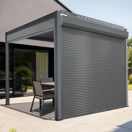 Rollladen für Pergola mit Lamellendach | Kurbel, 3 m, links, anthrazit | JAROLIFT