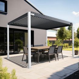 pergomondo Pergola mit Lamellendach | 3 x 4 m, anthrazit / anthrazit / weiß