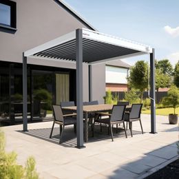 pergomondo Pergola mit Lamellendach | 3 x 3 m, anthrazit / weiß / anthrazit