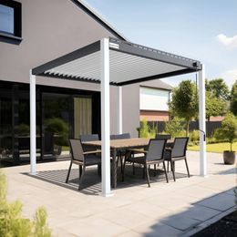 pergomondo Pergola mit Lamellendach | 3 x 3 m, weiß / anthrazit / weiß