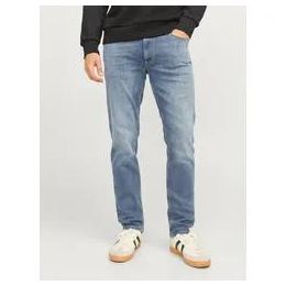 Jack & Jones Regular-fit-Jeans JACK & JONES "JJICLARK JJEVAN AM 795 NOOS", Herren, Gr. 32, L&auml;nge 34, blau (blau denim), Denim/Jeans, Obermaterial: 95% Baumwolle, 4% Elastomultiester, 1% Elasthan, Abriebeffekte, regular fit normal, Jeans