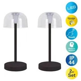 N&auml;ve N&Auml;VE LED Tischleuchte "Gomba 18,5 cm", schwarz, 1, &Oslash; 8cm H: 18,5cm, 2 Stk., Leuchten, 2er Set, aufladbar, USB Kabel, Memoryfunktion, stufenlos dimmbar, LED Tischleuchte