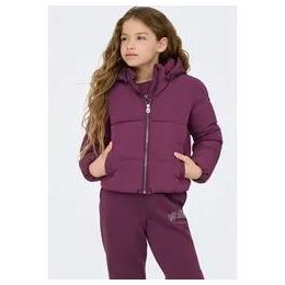 Steppjacke KIDS Only "KOGDOLLY SHORT PUFFER JACKET OTW", M&auml;dchen, Gr. 140, mauve wine, Web, Obermaterial: 60% Polyester, 40% Nylon, unifarben, normal h&uuml;ftlang, Jacken Steppjacke, mit abnehmbarer Kapuze