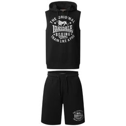 Lonsdale Herren &auml;rmelloses Kapuzensweatshirt & Shorts Set normale Passform SHOTLEY