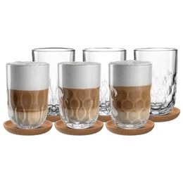 Leonardo Latte Macchiato Gl&auml;ser mit Untersetzer Gocce 390 ml 6er Set