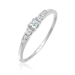 Elli Ringe - Ring Verlobungsring Diamanten (0.11 ct) 585 Wei&szlig;go - Gr. 58 MM - in Silber - f&uuml;r Damen