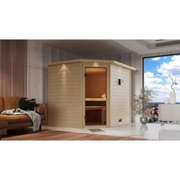 Sauna Karibu "Talida", beige (naturbelassen), Saunaofen, integrierte Steuerung, 9 kW, Saunen, Ofen 9 kW integr. Strg