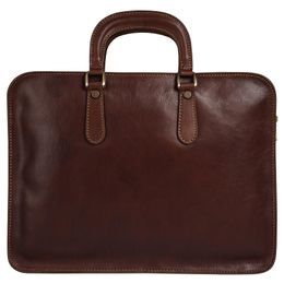 Pike Aktentasche PIKÉ, Damen, Gr. B/H/T: 39cm x 30cm x 8cm onesize, braun, Leder, beschichtet, glänzend, Taschen, echt Leder, Made in Italy