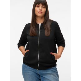 Bomberjacke Vero Moda CURVE "VMCCOCO L/S BOMBER GA NOOS CUR", Damen, Gr. 46, schwarz, Web, Obermaterial: 96% Polyester, 4% Elasthan, unifarben, Rippbündchen, Jacken