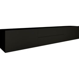borchardt Möbel Lowboard BORCHARDT MÖBEL "Sophia", schwarz (schwarz matt), B:200cm H:35cm T:35cm, Spanplatte, Sideboards, Breite 200 cm mit 2 Klappen und 2 Schubkästen, stehend und hängend