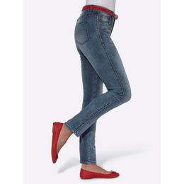 WITT Damen Jeans mit Ösendekor an den Taschen, blue-stone-washed, Größe 36