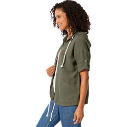 WITT Damen Blusenjacke mit Tunnelzug im Saum, khaki, Gr&ouml;&szlig;e 40