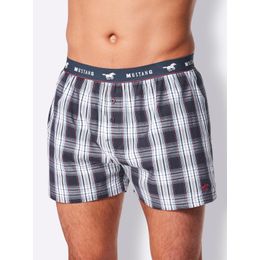 Mustang Herren Boxershorts, marine + marine-kariert, Größe M