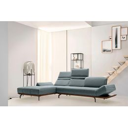 Ecksofa "CR.420, Designecksofa, L-Form", blau (wasserblau, steingrau), B:293cm H:117cm T:212cm, CREATION BY ROLF BENZ, Sofas, Ecksofa, in 2 Qualit&auml;ten, Holzrahmen in Eiche Natur oder Nu&szlig;baum, Breite 293 cm