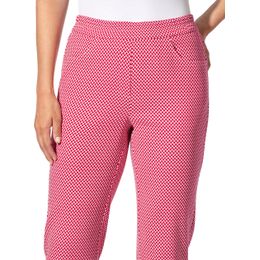 WITT Damen Stretch-Hose in knitterarmer Koffer-Qualit&auml;t, rot-ecru-gemustert, Gr&ouml;&szlig;e 22