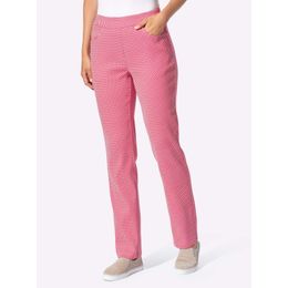 WITT Damen Stretch-Hose in knitterarmer Koffer-Qualit&auml;t, rot-ecru-gemustert, Gr&ouml;&szlig;e 36