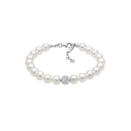 Perlenarmband Elli "Synthetische Perlen 925 Silber, mit Kristallen von Swarovski", silber, Armbänder, Damen, 19cm, ohne Stein, Silber 925 (Sterlingsilber)