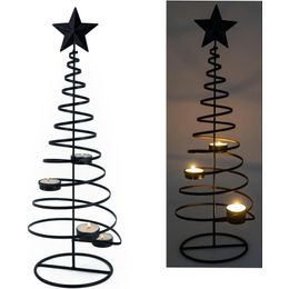 Kerzenhalter NOOR LIVING "Teelichthalter BAUM, aus Metall, mit Stern-Spitze", schwarz, H:51cm &Oslash;:18cm, Metall, Kerzenhalter, Kerzenhalter, 4-flammig, Advendsleuchter, H&ouml;he ca. 51 cm