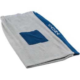 Gözze Kilt GÖZZE "Sauna Sarong, ideal für Sauna & Spa", blau (dunkelblau), L:136cm, Walkfrottee, Hausmäntel, Saunakilt für Damen, 100% Baumwolle, verstellbare Knöpfe, Bestickung