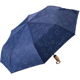Taschenregenschirm Euroschirm "Taschenschirm 32P7, Kreise blau", Damen, blau (marine, blau), Bezug: 100% Polyester, gemustert, Regenschirme, marineblau, kompakte Größe, Automatik, Holzgriff aus Buche