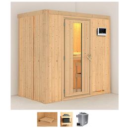 Sauna Karibu "Vada", beige (naturbelassen), Saunaofen, externe Steuerung, 9 kW, Saunen, Ofen 9 KW externe Strg easy