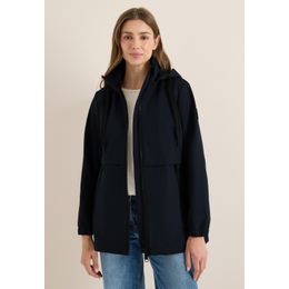 Outdoorjacke Cecil, Damen, Gr. S (38), blau (schwarz navy blau), Web, 68% Polyester, 32% Baumwolle, unifarben, normal normal, ohne Ausschnitt, abgesteppt, Jacken Outdoorjacke, mit Kapuze mit Tunnelzugband
